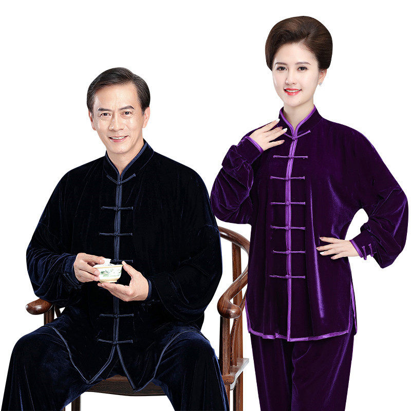 [USD 109.41] men's winter tai chi suit long sleeve gold velvet autumn ...