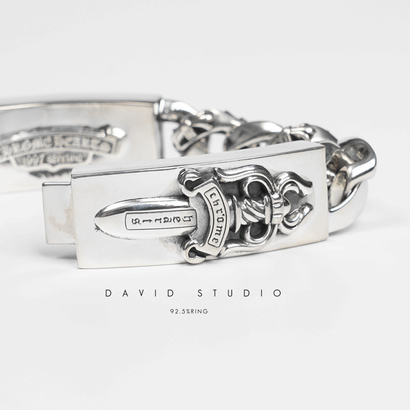 25年最新！david S925纯银手链男款情侣手链，潮流个性十字架宝剑设计太绝了-手链-淘宝好物网