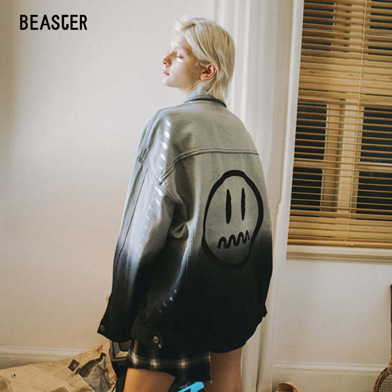 [USD 268.81] BEASTER little devil face grim face gradually changing color cowboy coat neutral ...