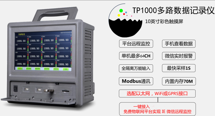 拓普瑞多路数据记录仪TP1000-8/16/24/32/40/48/56/64温度检测仪-阿里巴巴