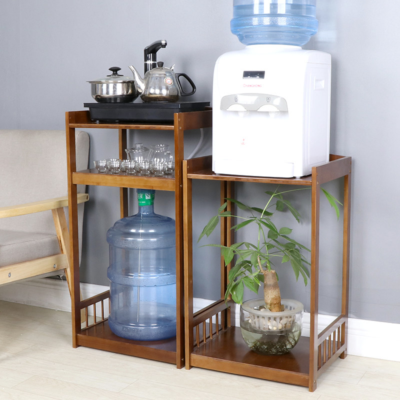 Mobile tea water rack storage rack Solid wood living room small tea ...
