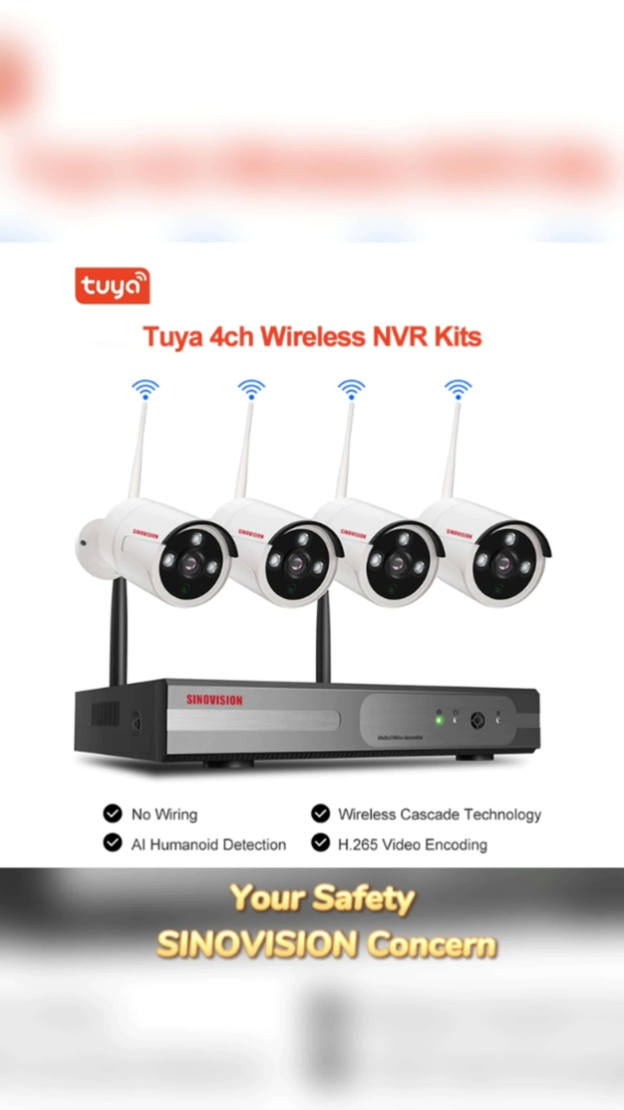 4ch Hd Nvr 1080p 2.0mp Outdoor Waterproof Ip Home Wifi Security Camera ...