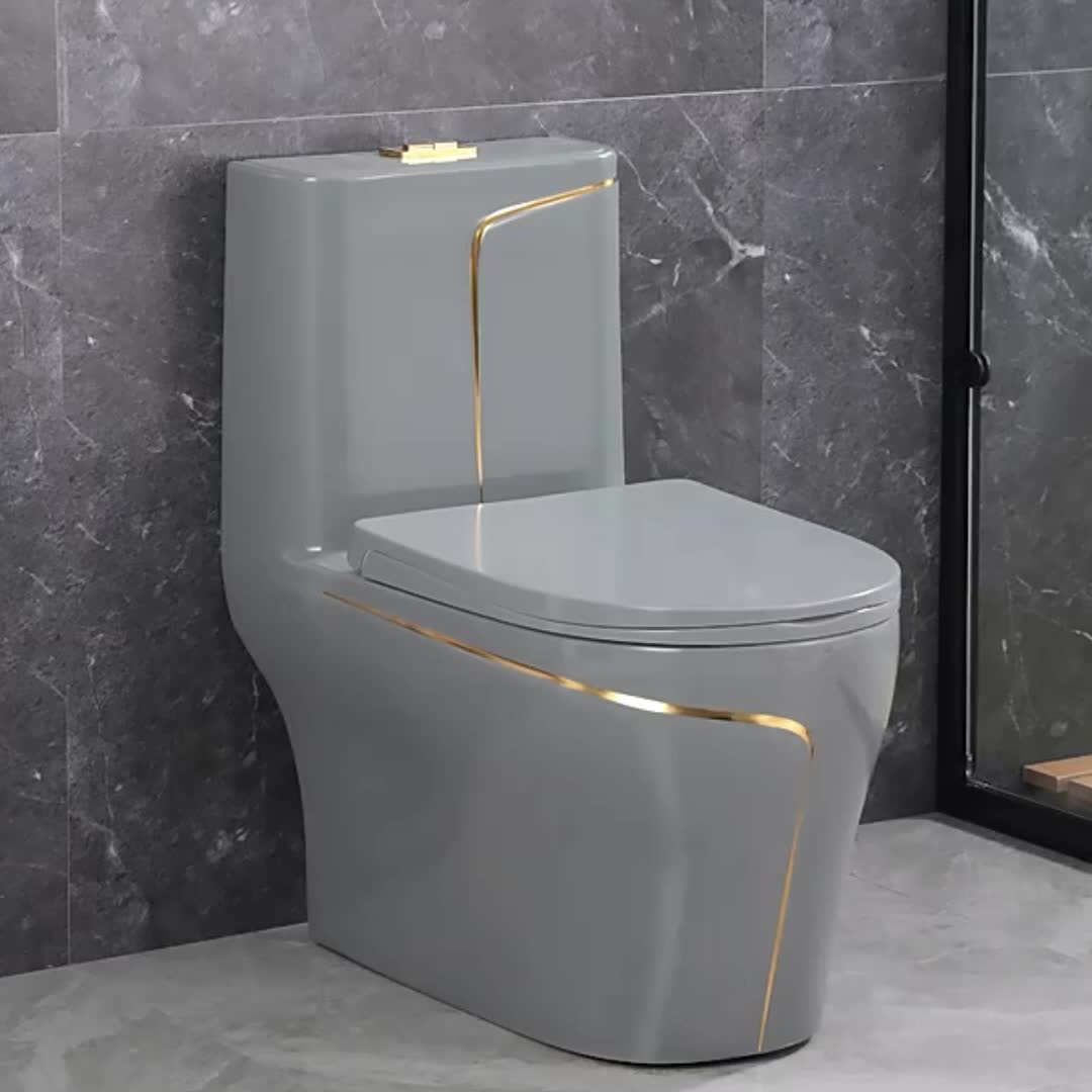 Inodoro Negro Luxury One Piece Bathroom Ceramic Wc Water Closet Porcelain Gold Black Colored ...