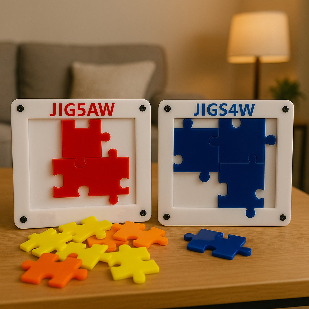 Unlock the challenging puzzle challenge 🔍 Jigsaw 4-piece blue acrylic ...