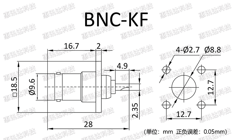 BNC-KF BNC-50KF 50欧小法兰 Q9面板插座 法兰插座 焊PCB板母座-阿里巴巴