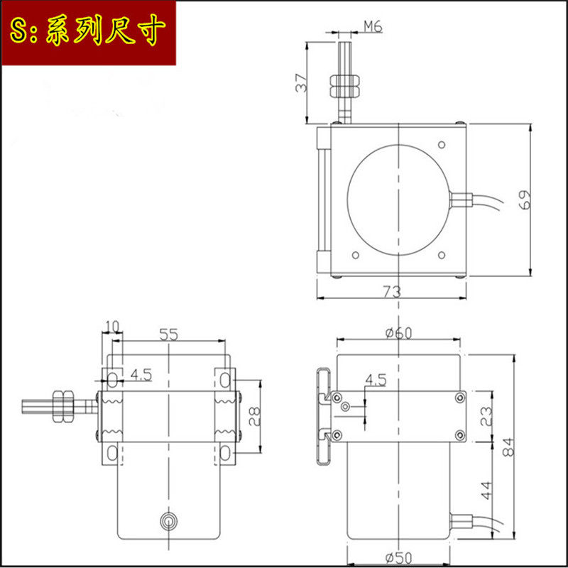 Three-wire current / pulse signal / RS485 pull-rope displacement sensor ...