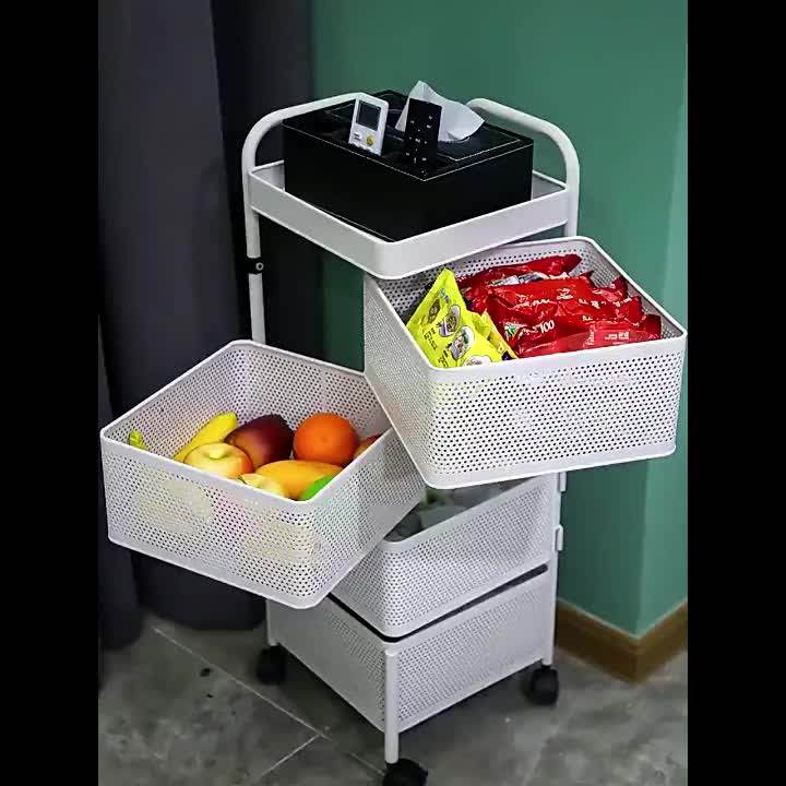 Kitchen Rotating Shelf 360 Degree Baskets Fruit Vegetable Storage Rack ...