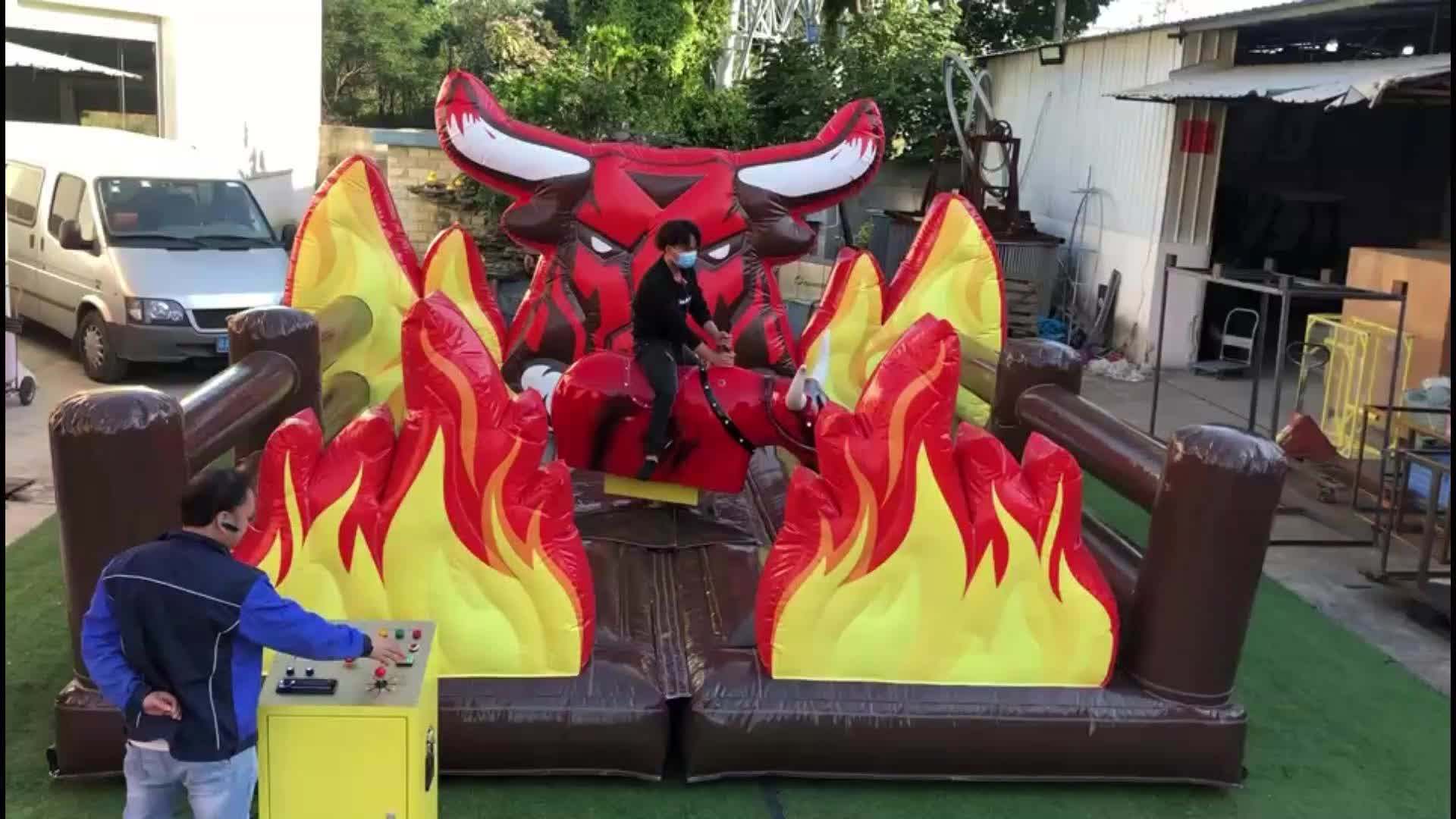 Commercial Inflatable Mechanical Bull Red Flamme Mechanical Rodeo Bull ...
