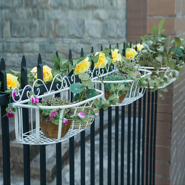 European-style hanging iron railing balcony flower rack guardrail ...