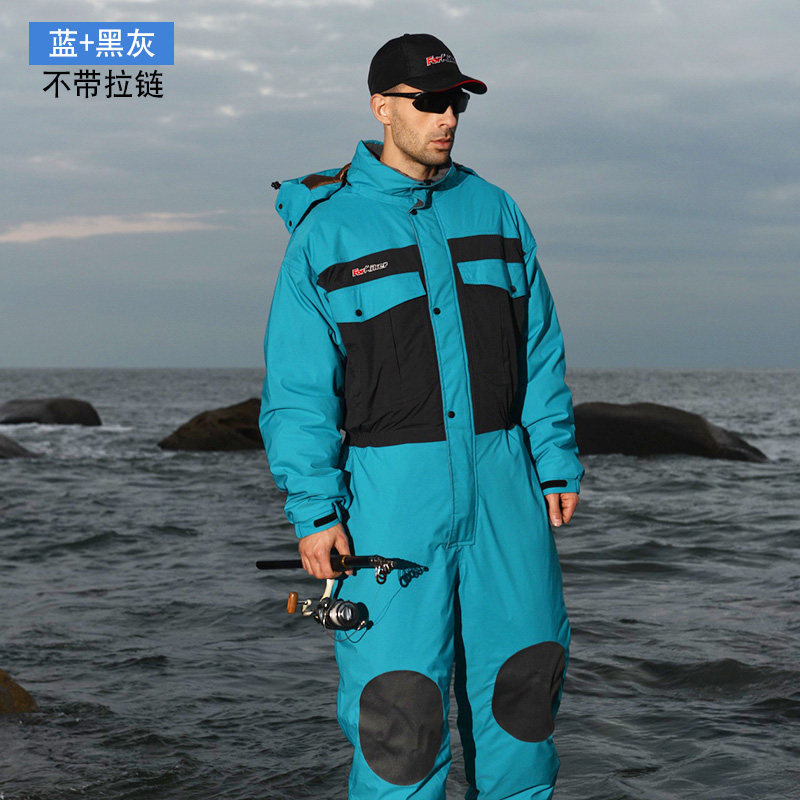 Wind Hunter winter fishing suit down one-piece clothes thickened warm ...