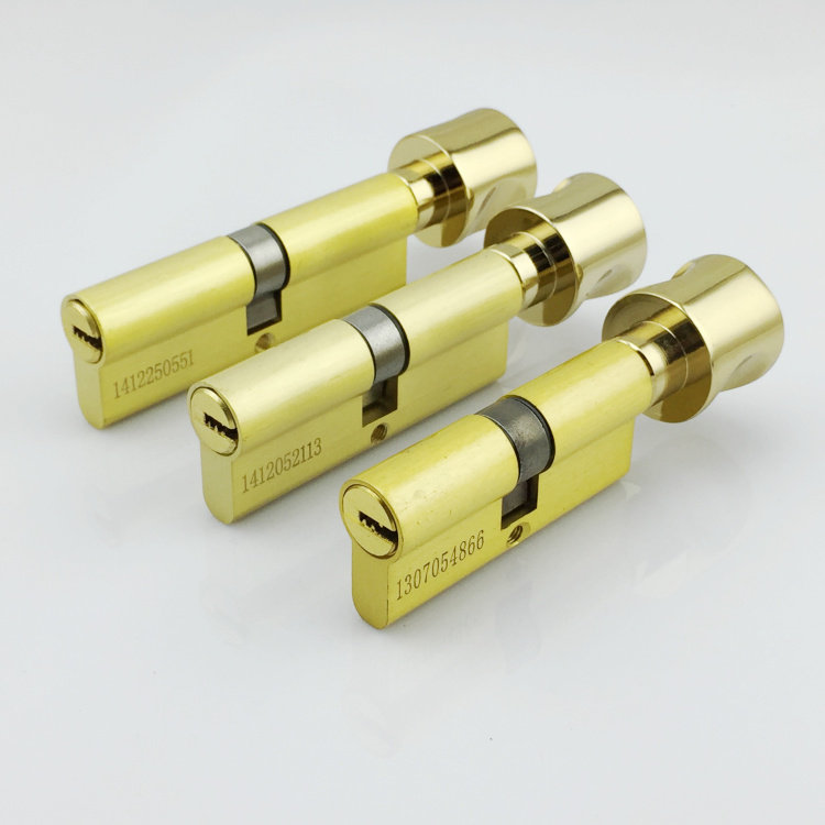 豪华大葫芦金色锁芯 大圆头锁芯全铜锁芯 防盗门锁芯 ABc钥匙锁芯