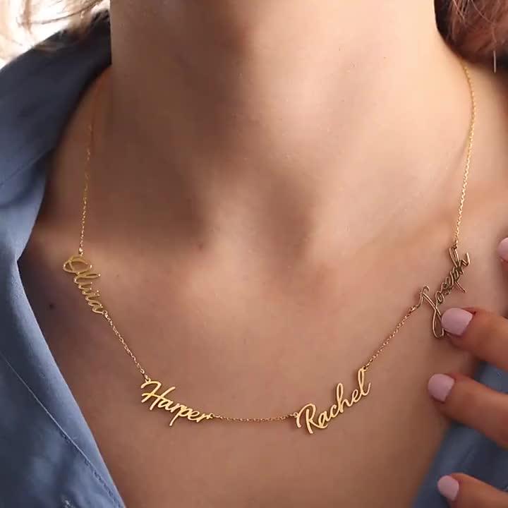 Custom Multiple Names Necklace For Women Personalized Family Name Stainless Steel Nameplate ...