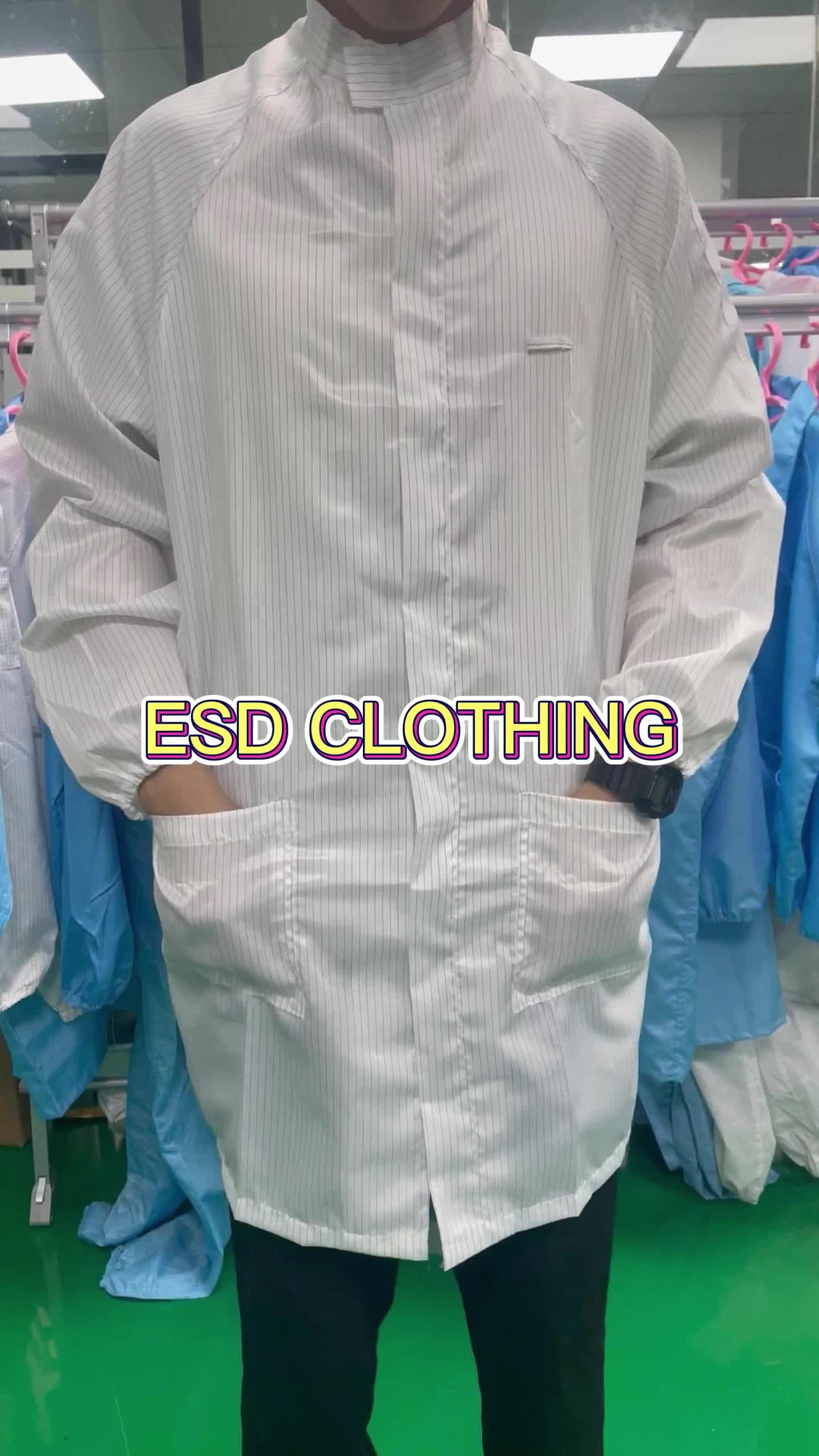 Blue Custom Washable Cleanroom Coat Anti-static Clothing Esd Smock Dustproof Antistatic Visitor ...