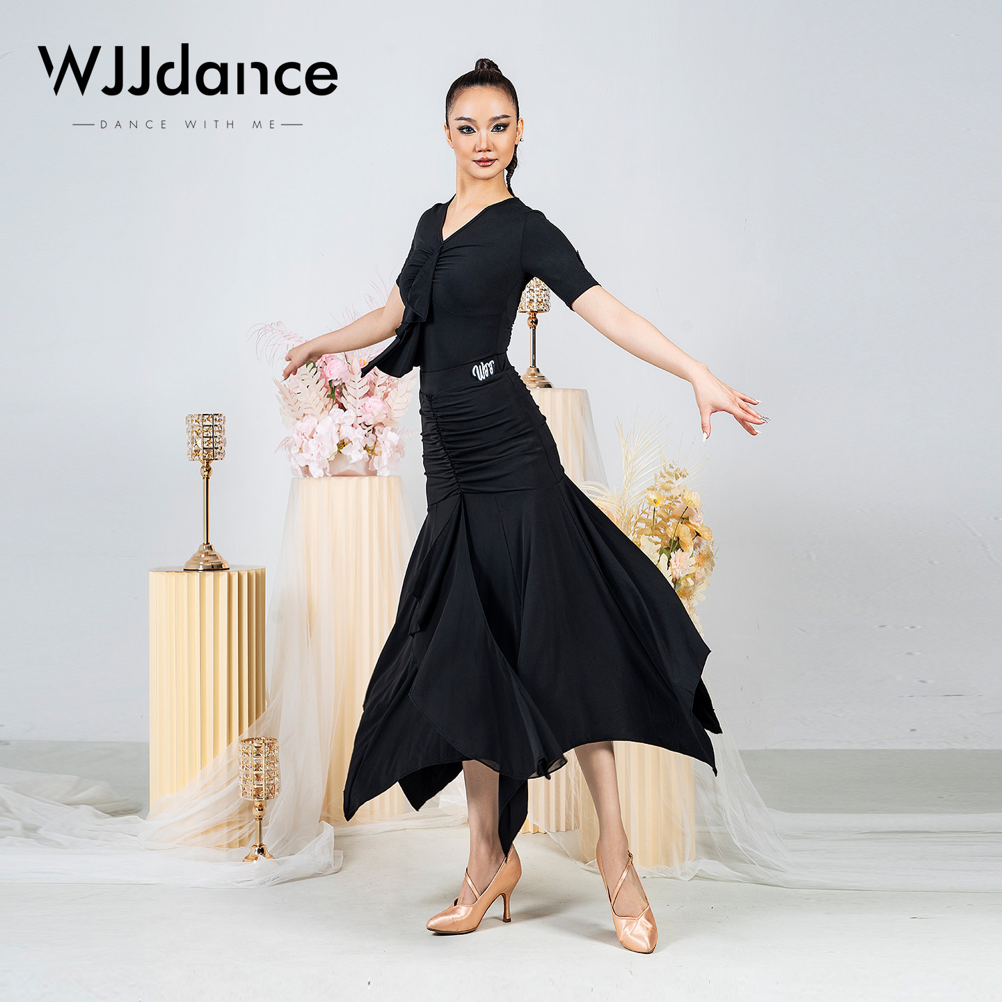 25年必买！WJJdance国标舞裙抽褶飘带设计太绝了🔥-摩登舞下装-淘宝好物网
