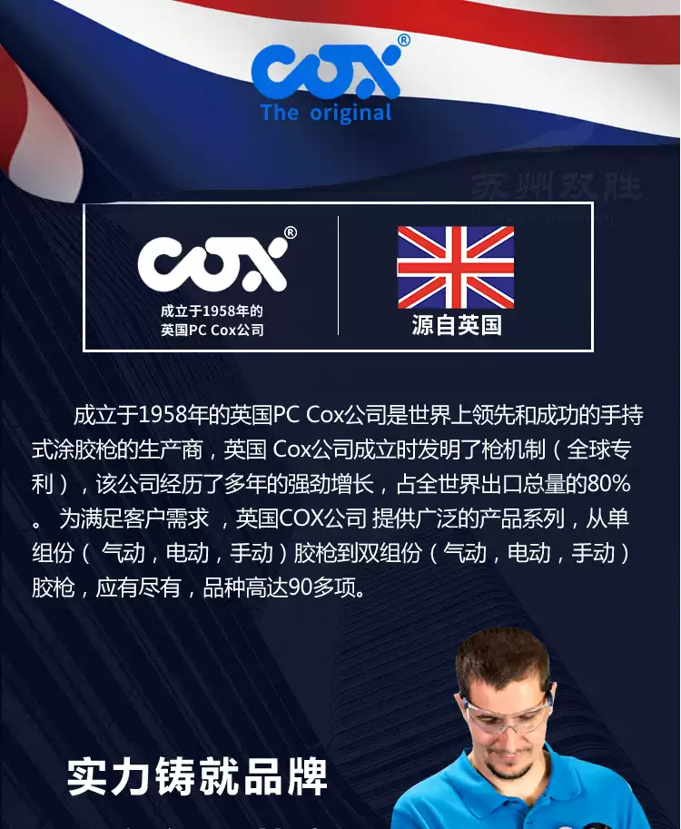 英國cox氣動雙組份膠槍美縫膠槍 AB雙管膠槍衛士膠門窗組角注膠槍