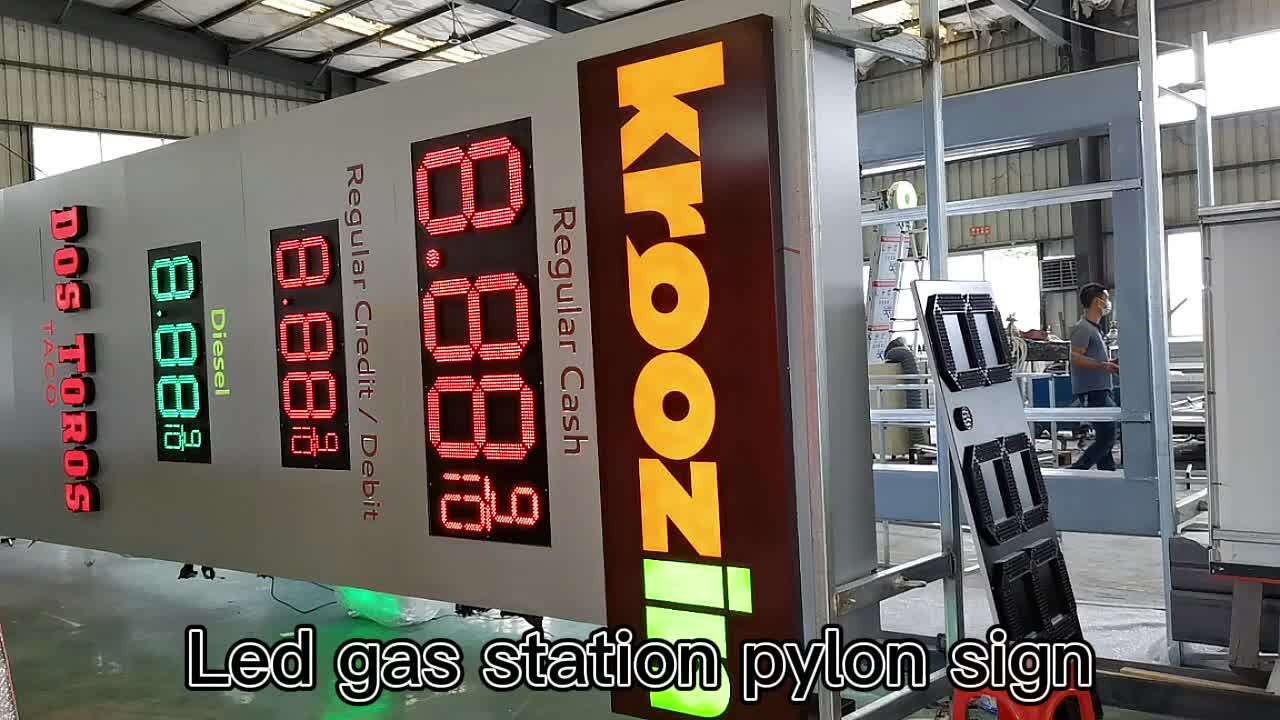 Freestanding Aluminum Profile Led Gas Station Price Pylon Sign Pillar ...