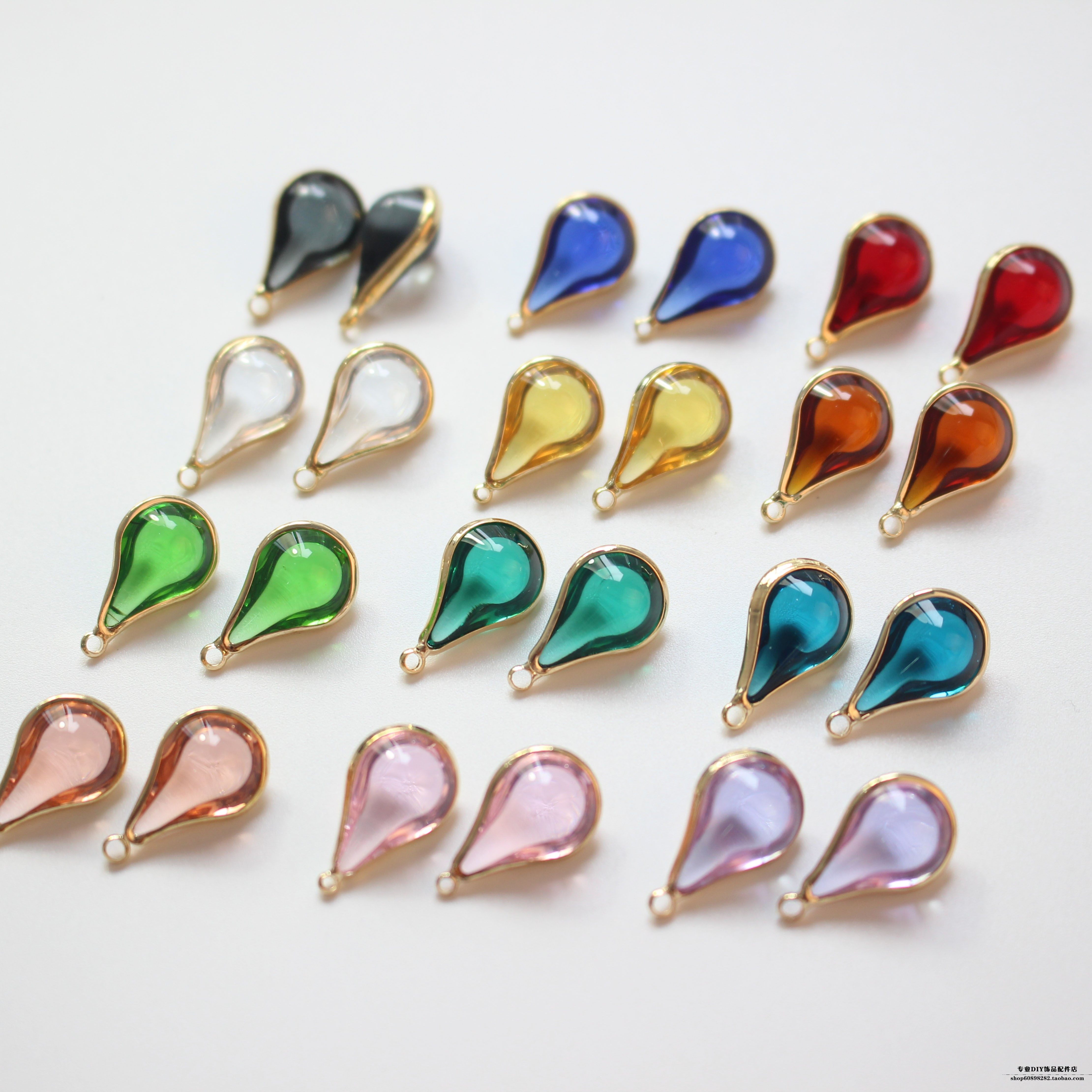 Copper-edged teardrop crystal clear smooth diy earring material ...