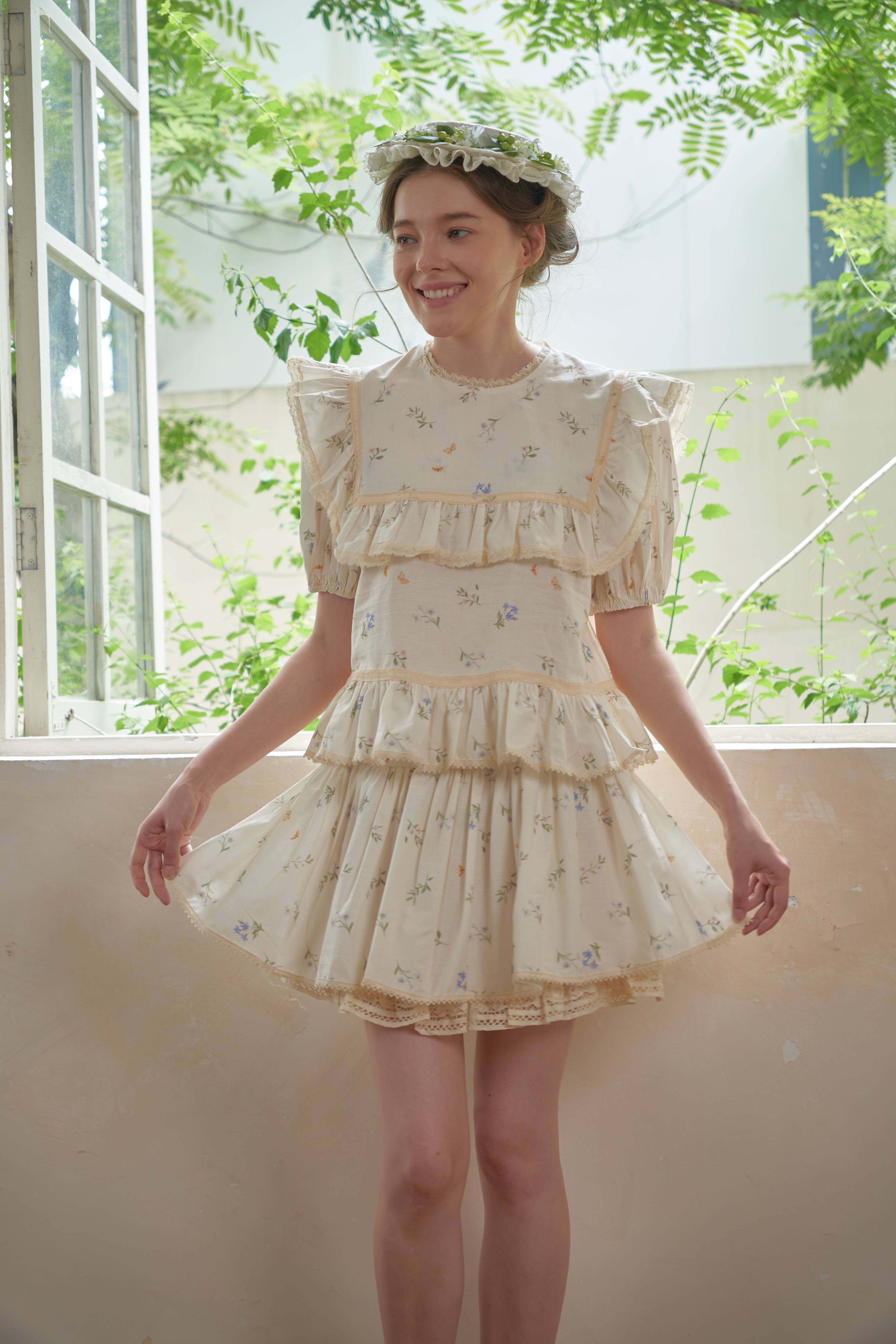 Весенне-летний женский лиф Mori Kei Girl с растительным принтом, свежий ...