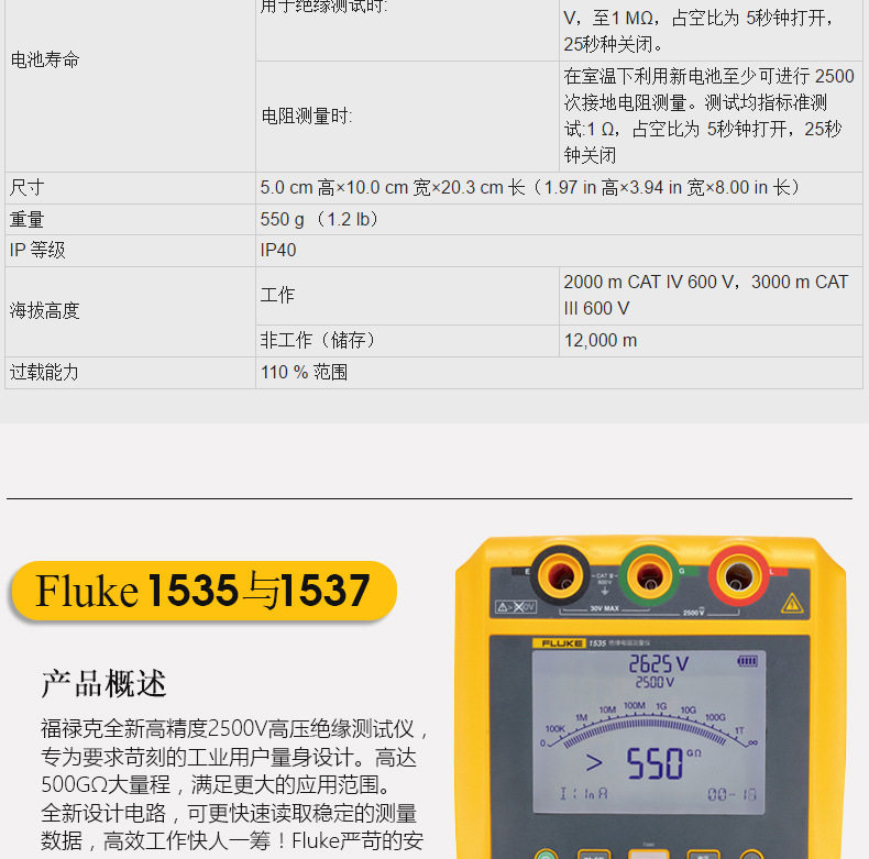 福禄克FLUKE1587FC/1550C/1555KIT/1535/1537/1508绝缘电阻兆欧表-阿里巴巴