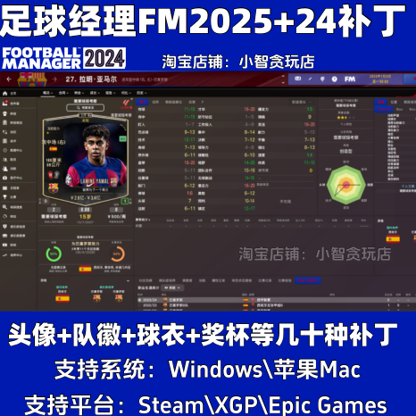 FM2025足球经理2025补丁FM24头像球衣队徽核武远程安装epic