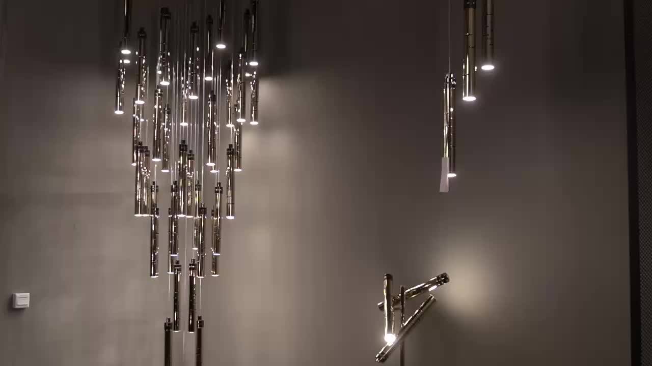 Modern Design Luxury Villa High Ceiling Hanging Shiny Unique Led Long S ...