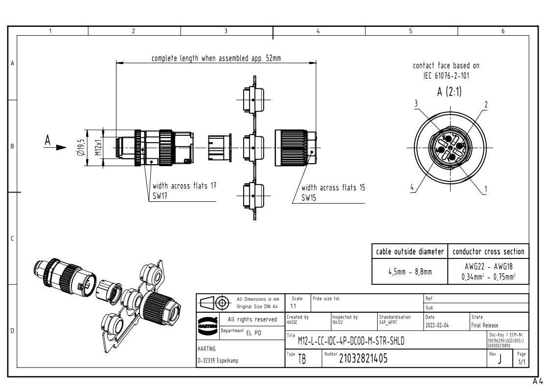 Harax M12 L4 M D-code HARTING 连接器：工业自动化中的隐形英雄-电力连接器-淘宝百科网