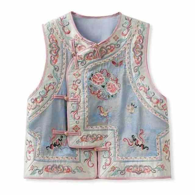 New Chinese style heavy industry embroidered slanted placket buckle ...