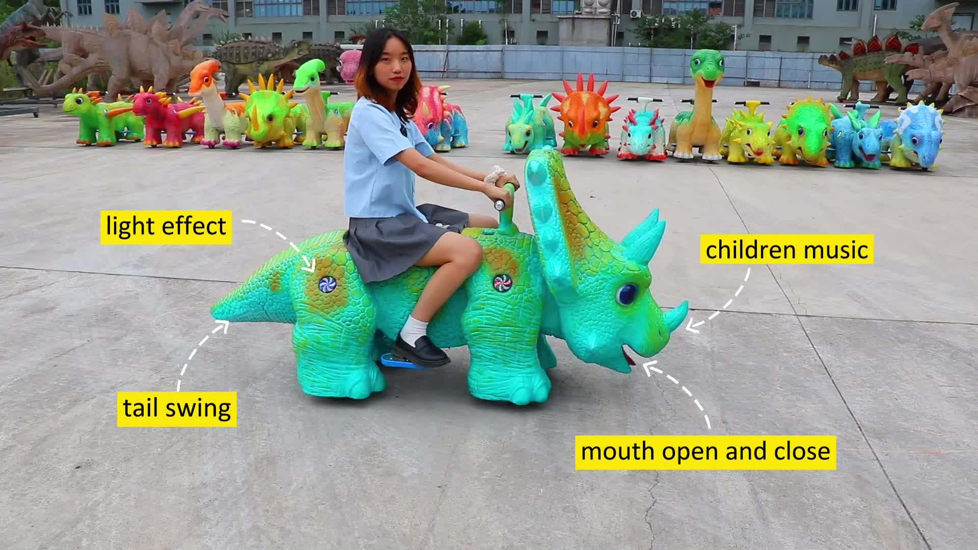Super Amusement Park Dinosaur Head Rides Electric Rechargeable Battery ...
