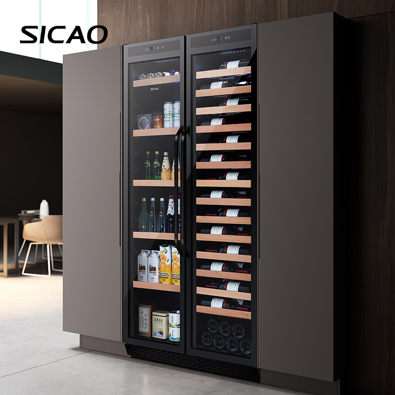 Sicao新朝 JC-260B 雙門紅酒櫃恆溫冰箱一體對開門嵌入式家用冰吧-Taobao