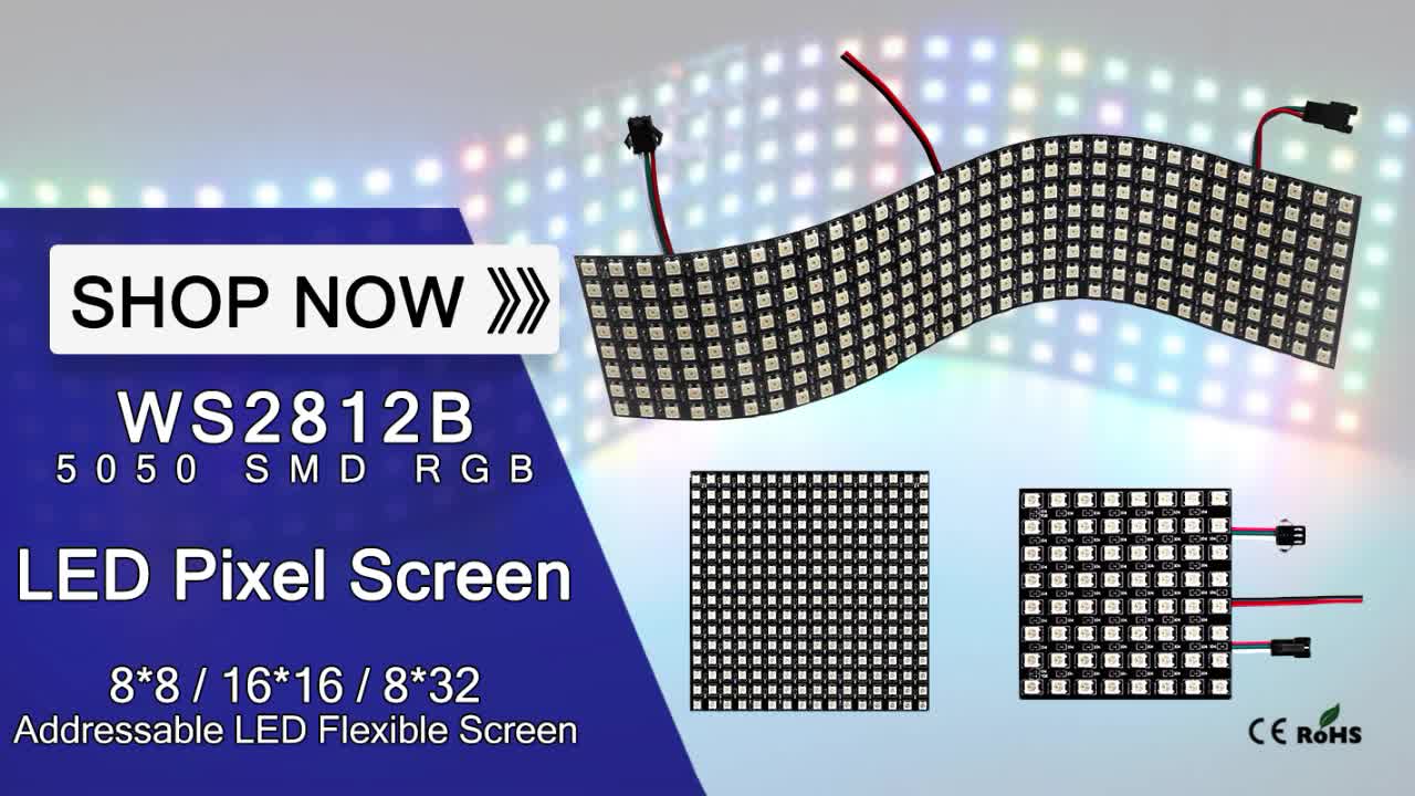 Ws2812b Digital Flexible Led Pixels Panel Strip 8x8 16x16 8x32 Ws2812 ...