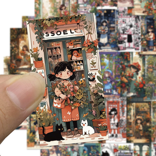 Flower shop girl stickers with good looks, ins style power bank, self ...