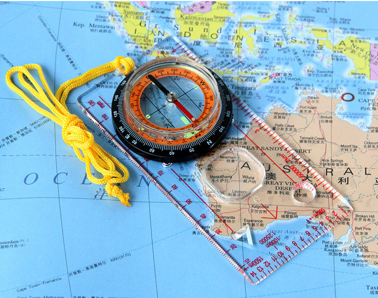 [USD 6.88] Professional compass map ruler multi-function pointer north ...