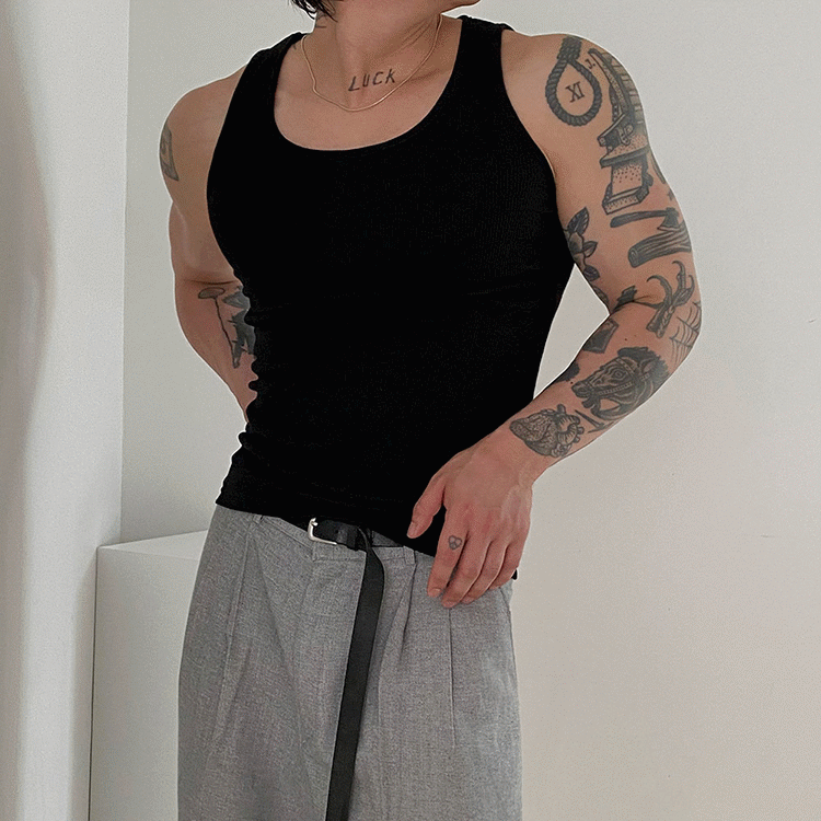 Myq型男低领无袖t恤男士夏季纯棉运动健身背心韩版潮流纯色坎肩 阿里巴巴