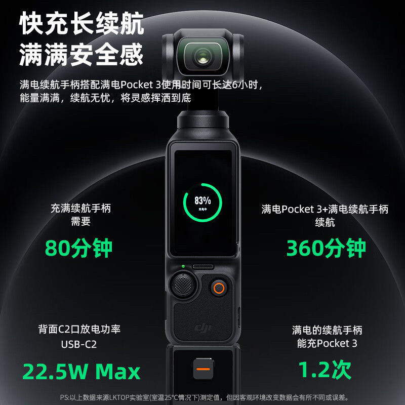 LKTOP大疆POCKET3口袋3专用长续航手柄5000毫安：短视频创作者的超级能量站🔋-云台手柄-淘宝好物网