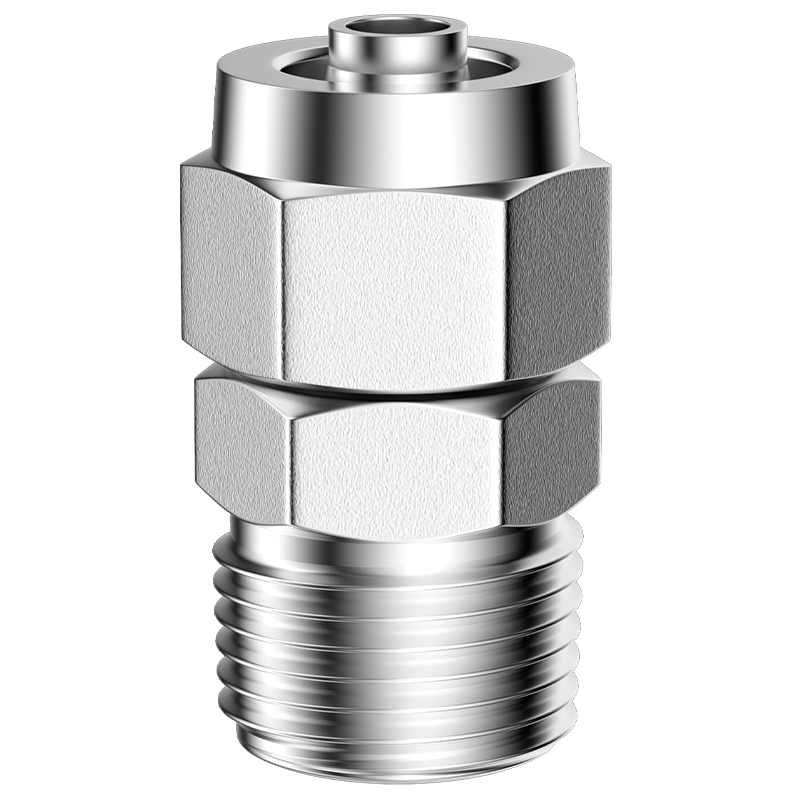 304不锈钢快拧接头气管螺纹直通弯头快插锁母式PU软管四氟管尼龙