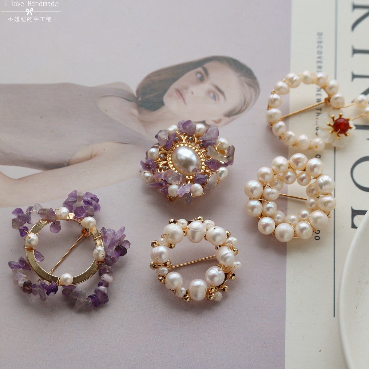 Diy natural pearl brooch kit for handicraft workshops & team building ...