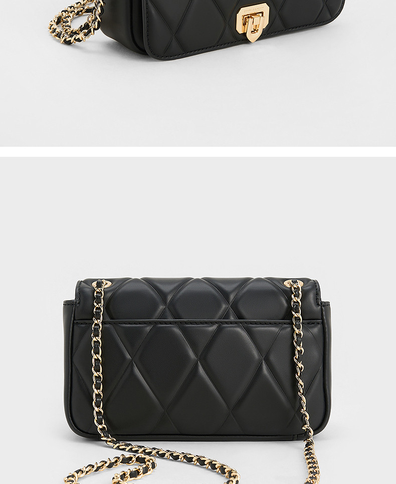CHARLES&KEITH25秋新款CK2-20671747時尚菱格鏈條單肩斜挎小方包|小方包|ETMall東森購物網