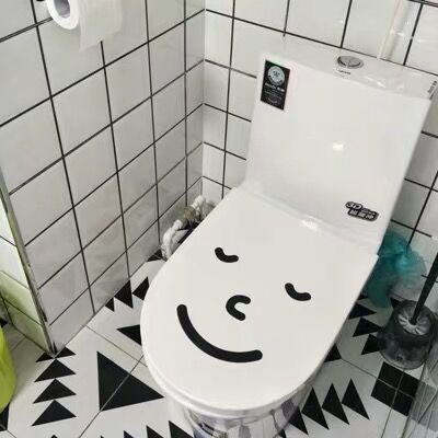 Smiley Face Creativity toilet lid sticker Toilet Decoration Stick ...