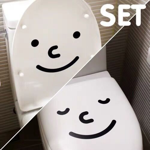 Smiley Face Creativity toilet lid sticker Toilet Decoration Stick ...