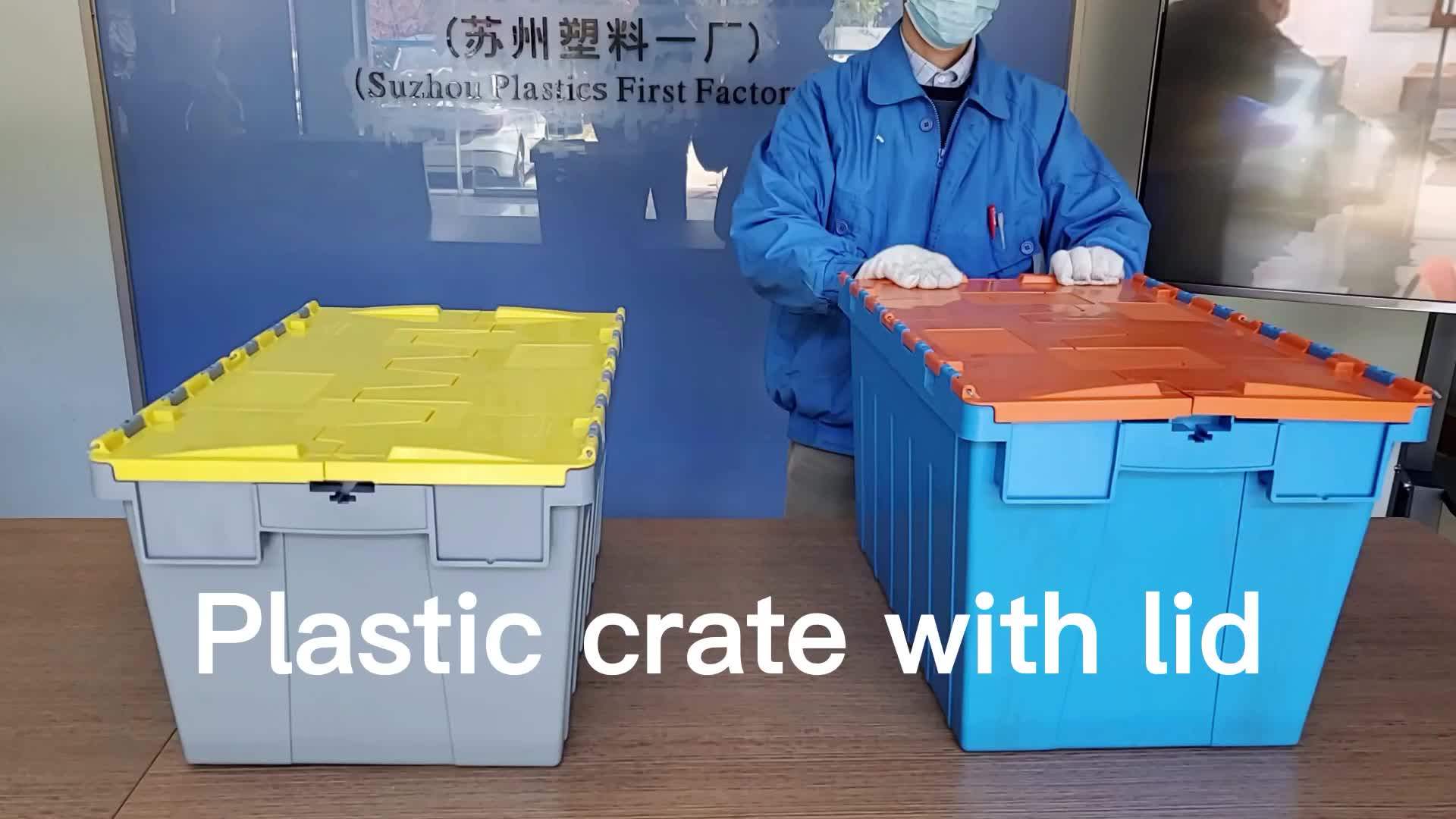 Recyclable Nestable Plastic Clothes Grocery Crate With Lid Plastic ...