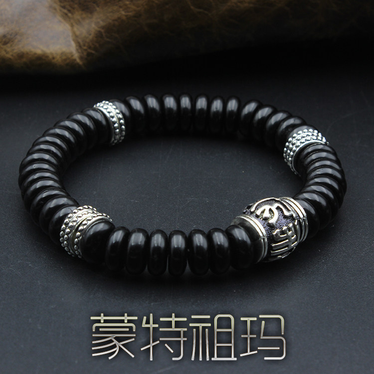 🌟 Natural coconut shell bracelet | Buddhist beads for men, one-line ...
