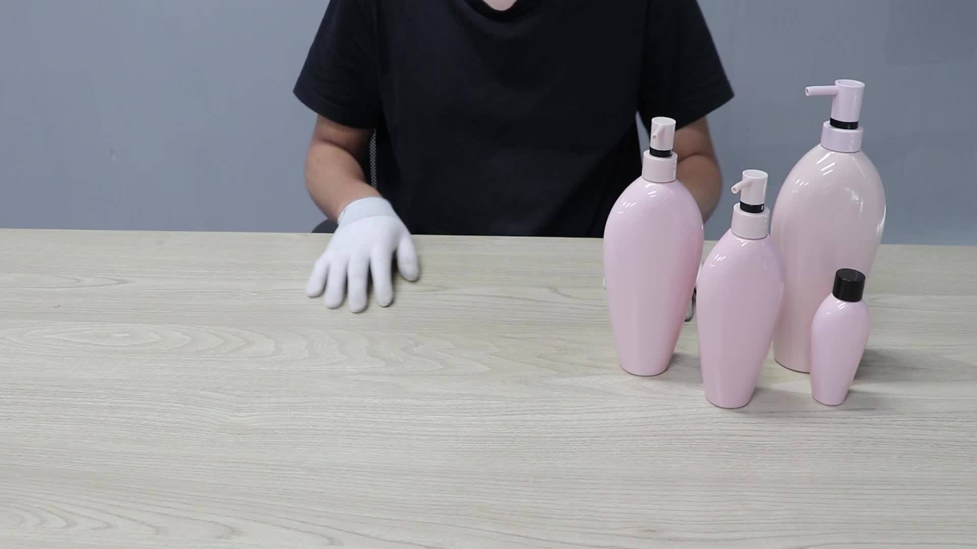 500ml Luxury Shampoo Bottle Sets 100ml 300ml 750ml Pink Plastic ...