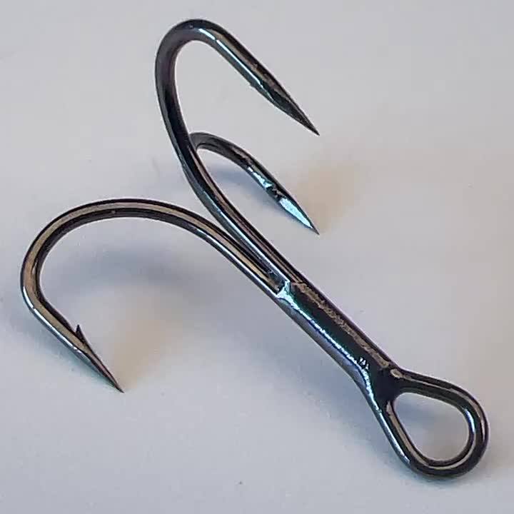 Newmajor 35648 2#-4# Fishing Hooks Black Barbed Triple Fishhook ...