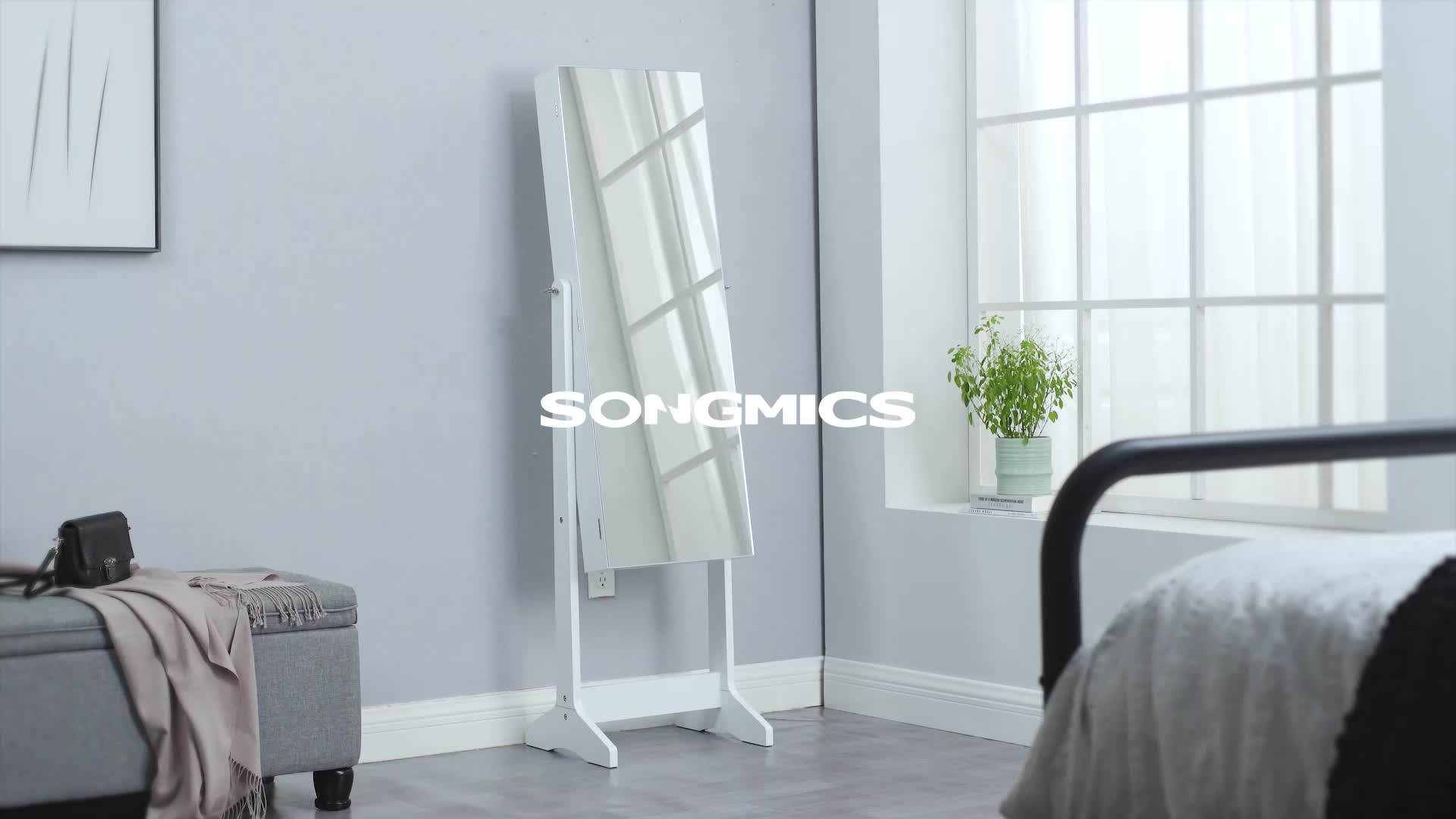 Songmics Full Length Mirror Standing Lights Jewelry Cabinet Eco ...