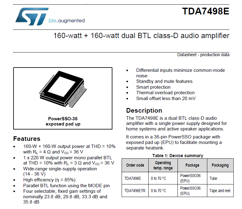 TDA7498E大功率数字功放板2.0HIFI立体声160W*2 支持BTL220W-阿里巴巴