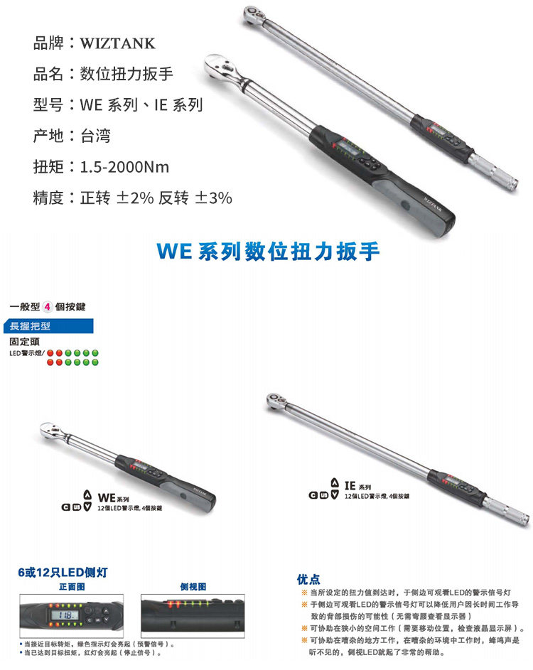 WE6-410BN台湾WIZTANK数显扭力扳手3/4棘轮头20.5-410Nm力矩扳手-阿里巴巴
