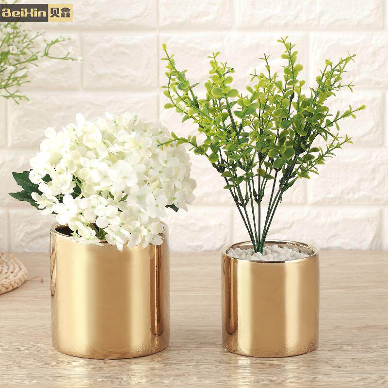 Nordic Plated Ceramic Flower Arrangement Round Vases Flower Pots Flower ...