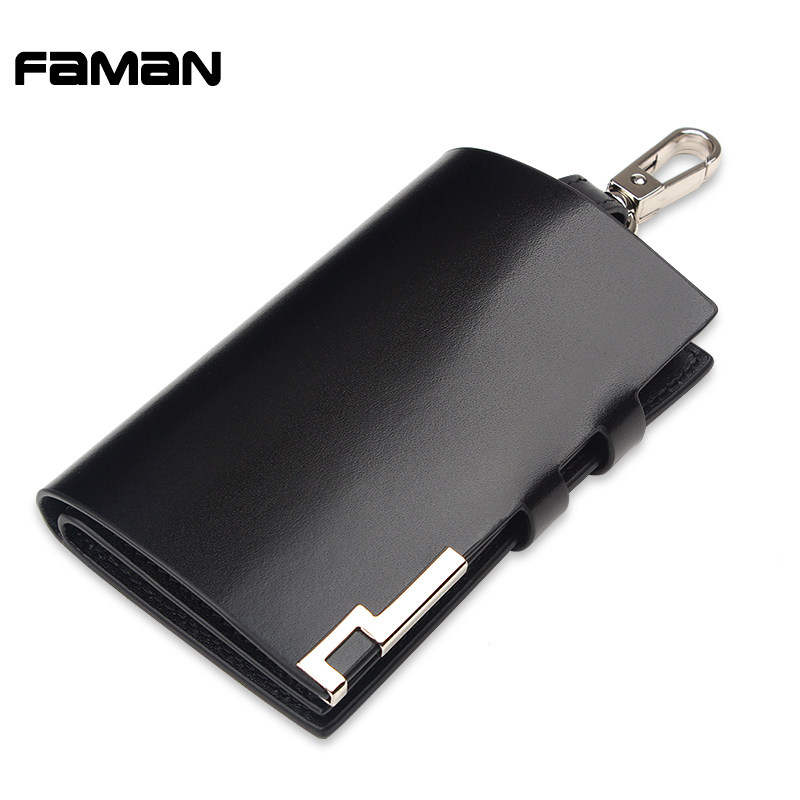 Leather key bag men's large capacity car key bag waist hanging imported ...