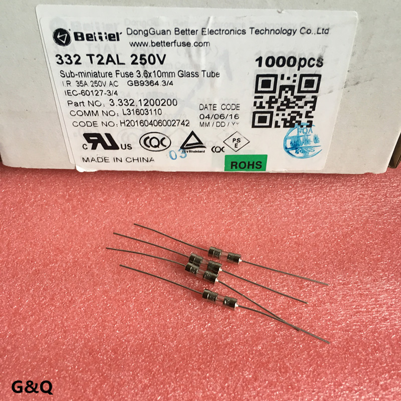 全新原裝 Better貝特 玻璃保險絲 332 T2AL 250V 3.6*10MM 帶引腳