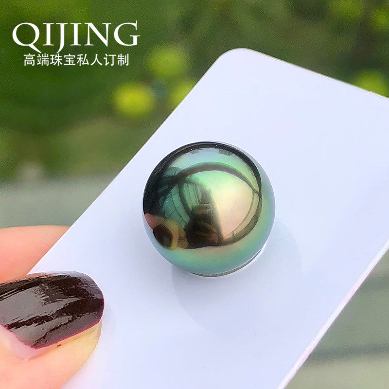 大溪地海水大孔雀绿黑珍珠14-15mm现货：珠宝界的镜面奇迹！-裸珠-淘宝好物网